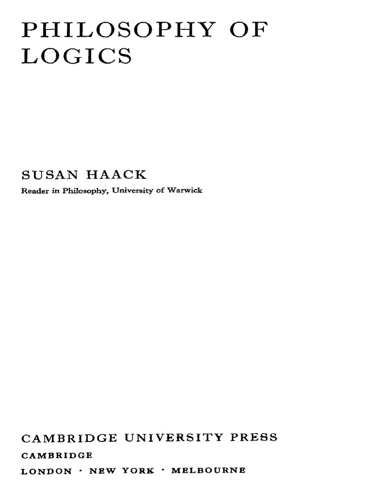 Philosophy of Logic-Susan Haack | PDF