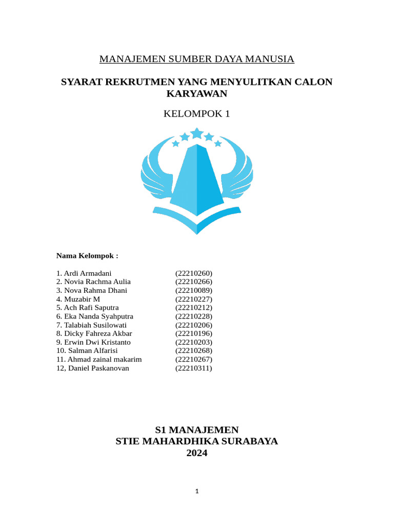 Makalah Syarat Rekrutmen Yang Menyulitkan Karyawan | PDF | Karier ...