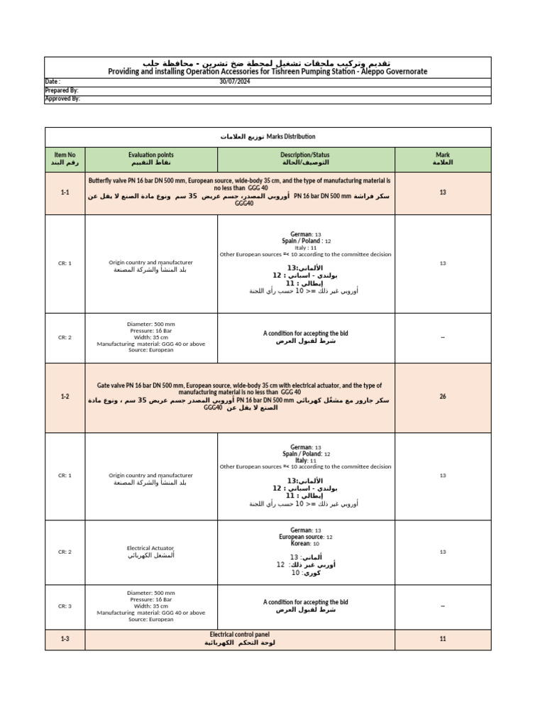 Annex.8 Technical Evaluation Form and Marks | PDF