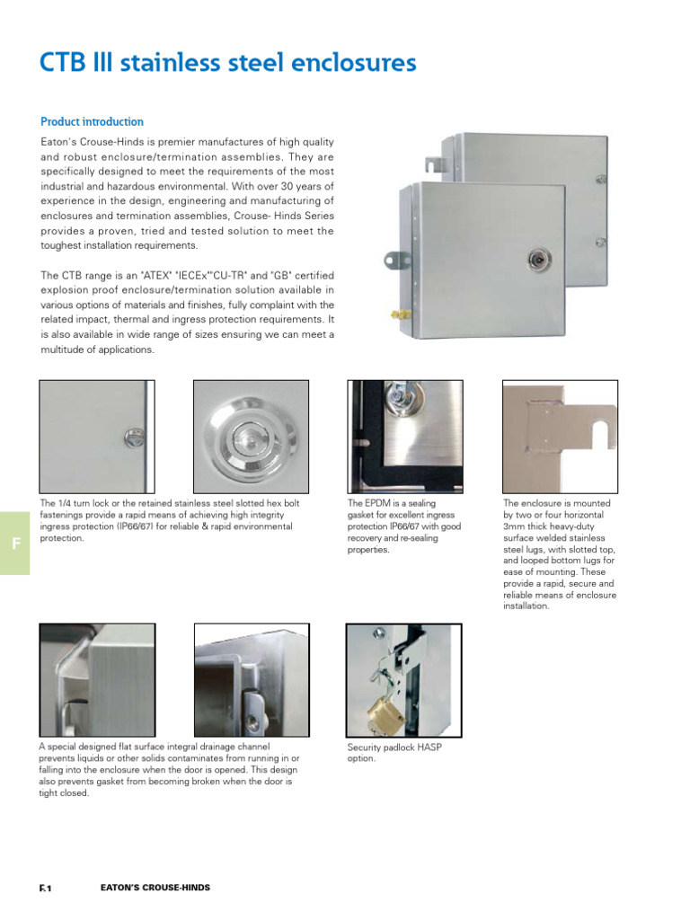 CTB III Stainless Steel Enclosures | PDF | Materials | Secondary Sector ...