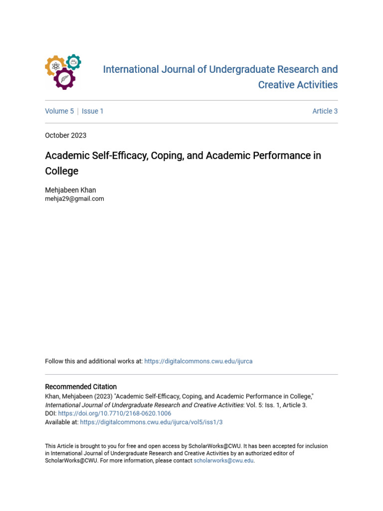 Self-Efficacy and Academic Success in College | PDF | Self Efficacy ...