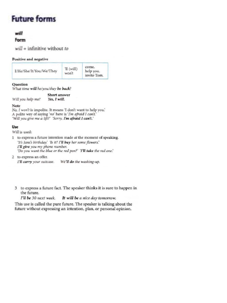 Verb Patterns and Future Forms Be Going To Will | PDF