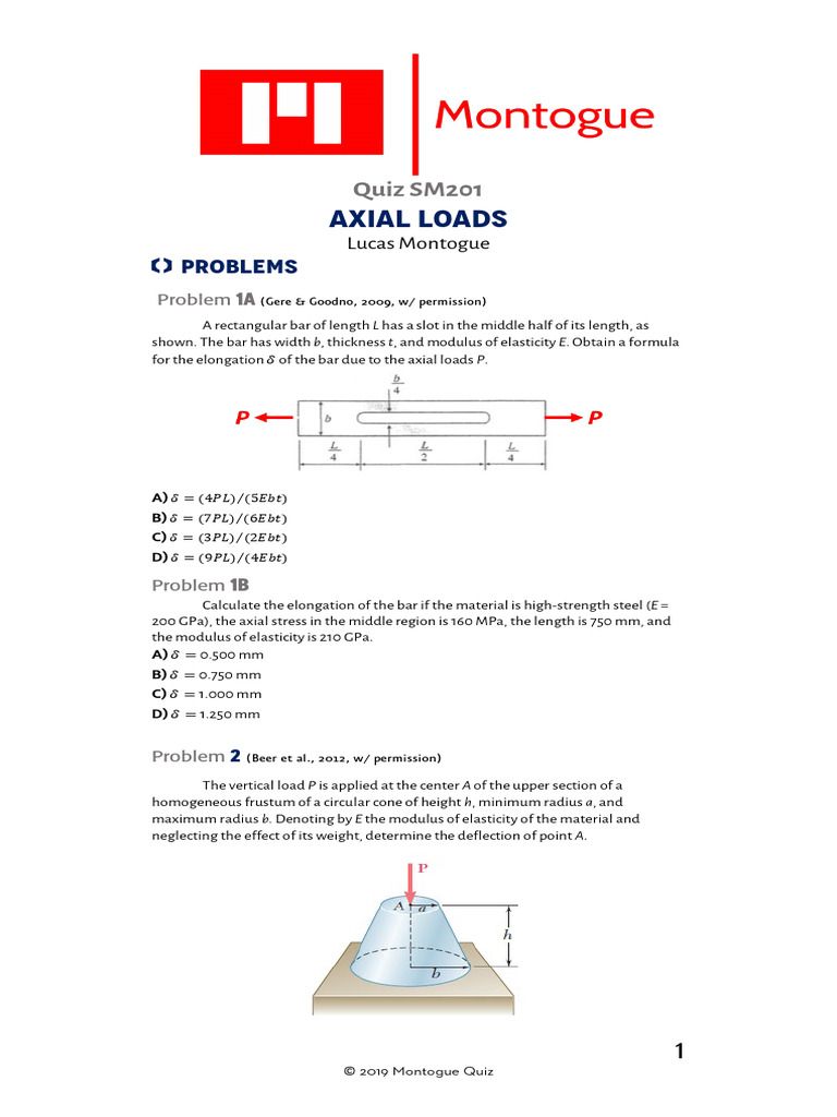Axial Loads Solved Problems | PDF | Young's Modulus | Elasticity (Physics)