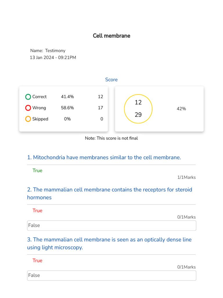 Answer-Sheet (1) | PDF | Cell Membrane | Cell (Biology)