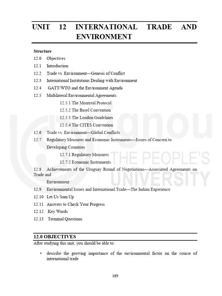 Unit 12 | PDF | Ozone Depletion | World Trade Organization