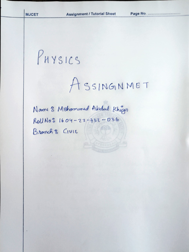 Physics Assignment | PDF