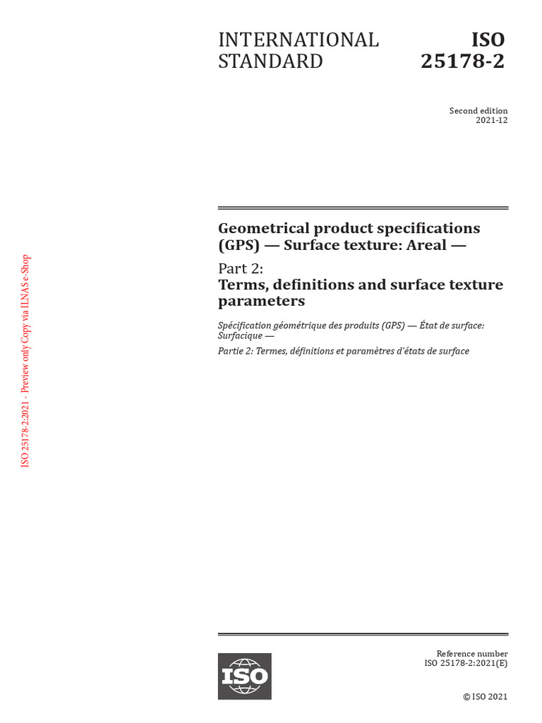 ISO 25178-2 2021 (E) - Character PDF Document | PDF | International ...