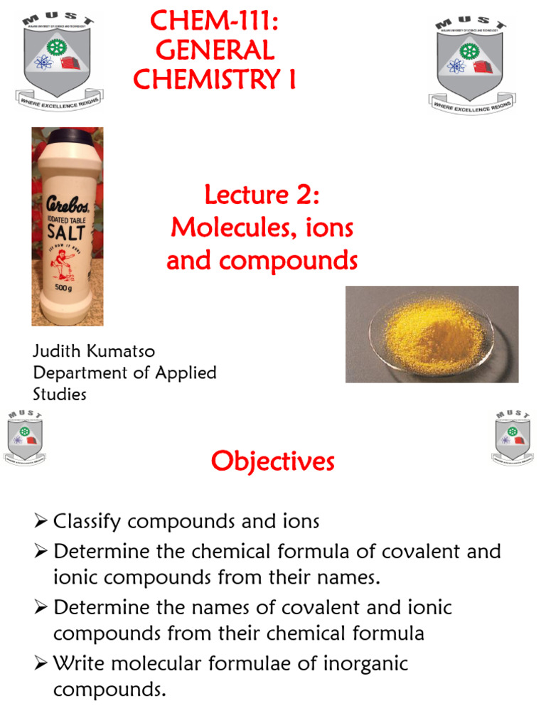 Lecture 2_Molecules, Ions and Compounds (1)-1 | PDF | Chemical ...
