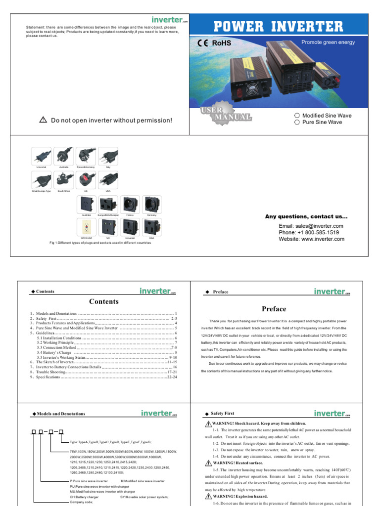 12v 24v 48v Inverter User Manual | PDF | Power Inverter | Electrical ...