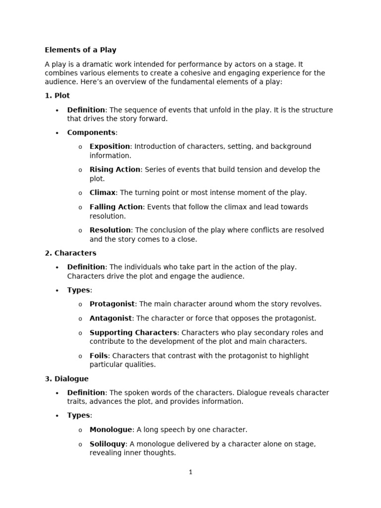 Elements of A Play | PDF | Plot (Narrative) | Monologue