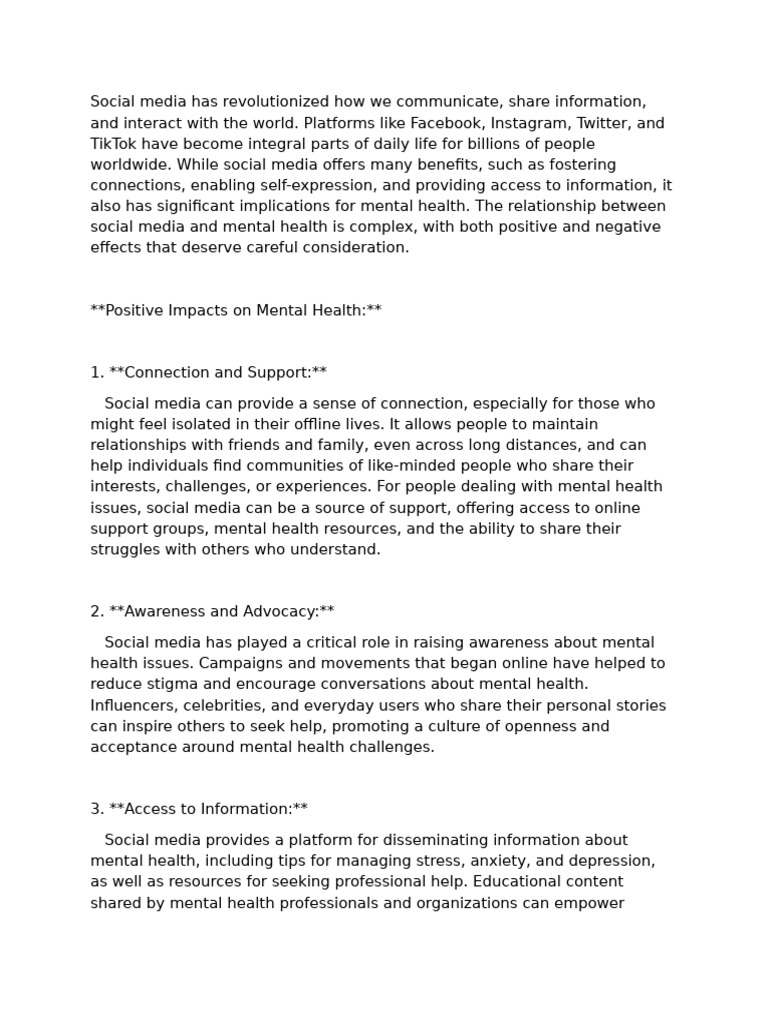 Social Media on Mental Health | PDF | Social Media | Popular Culture ...