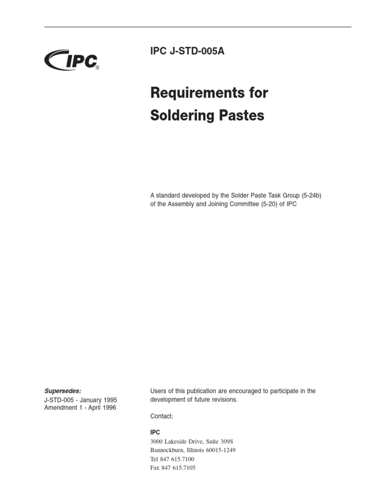 Ipc J STD 005a | PDF | Solder Ipc J STD 005a | PDF | Solder
