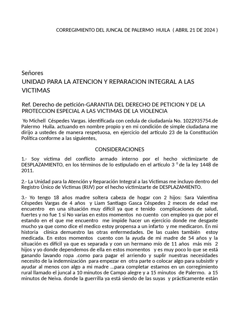 Derecho de Petición Yaneth | PDF | Derecho