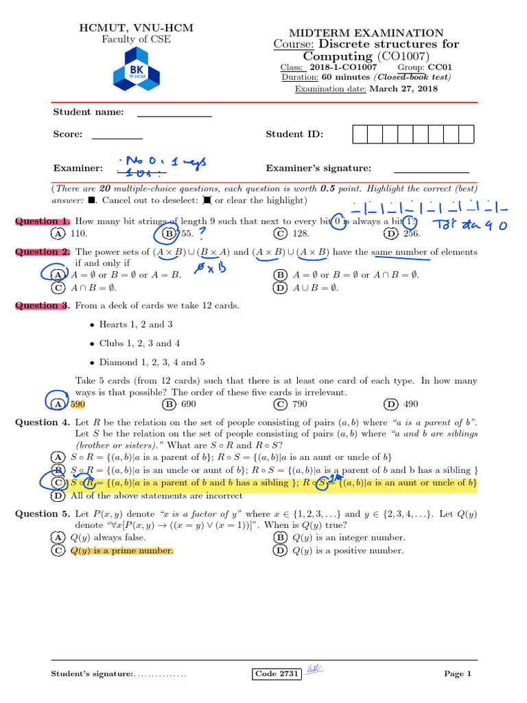 Midterm 5 Key | PDF | Mathematical Concepts | Mathematical Logic Midterm 5 Key | PDF | Mathematical Concepts | Mathematical Logic