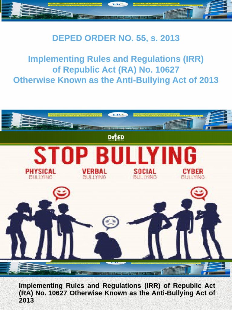 Anti-Bullying Act IRR Guidelines 2013 | PDF | Bullying | Child Protection