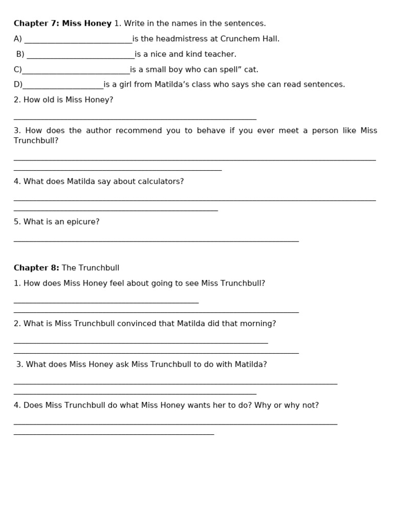 Chapter 7 y 8 Matilda | PDF | Career & Growth | Language Arts & Discipline