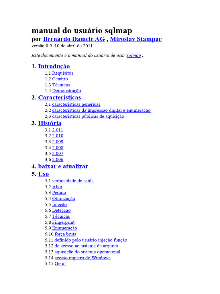 Manual do Usuário do sqlmap | PDF | Vulnerabilidade (informática) | SQL