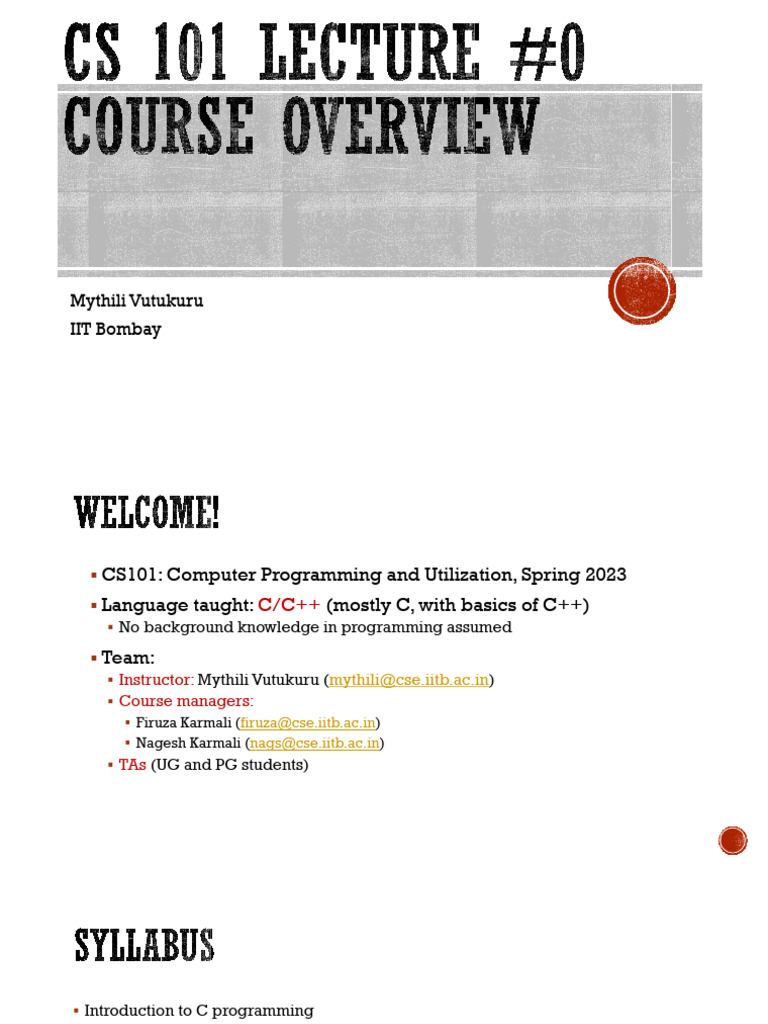 Lecture0 Overview | PDF | Teaching Assistant | C++ Lecture0 Overview | PDF | Teaching Assistant | C++