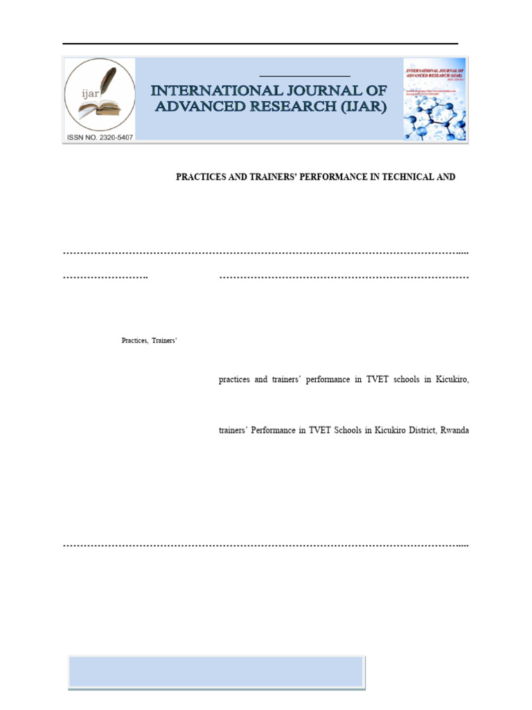 TVET Trainer Performance in Rwanda | PDF | Self Esteem | Learning