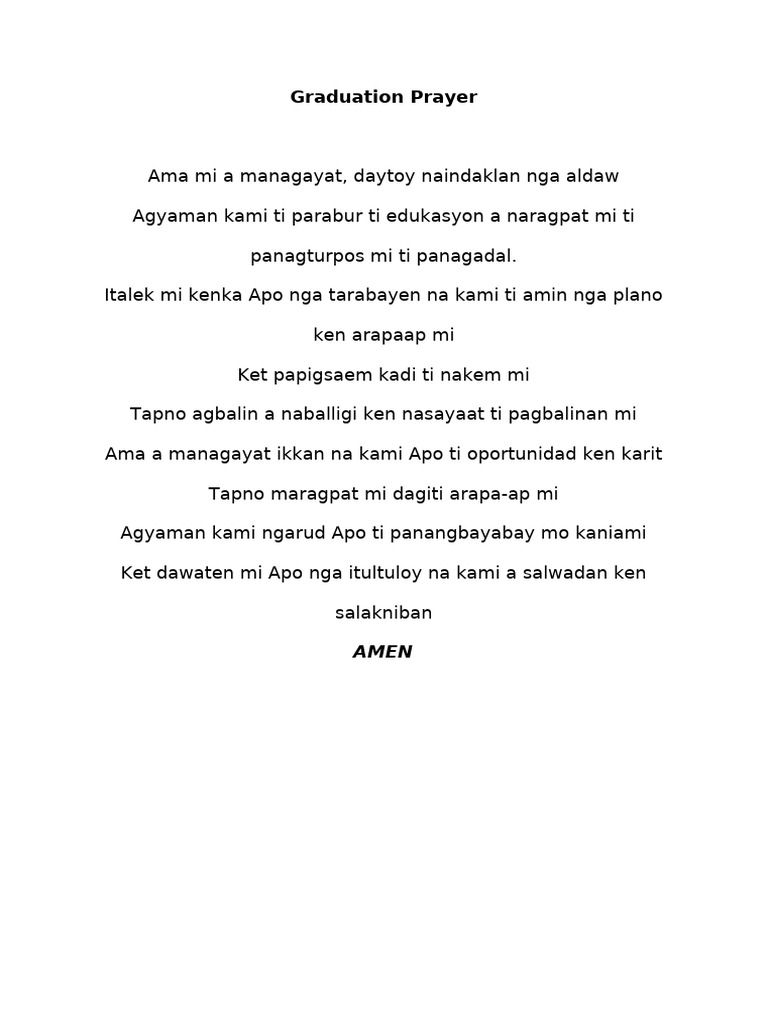 Graduation Prayer | PDF