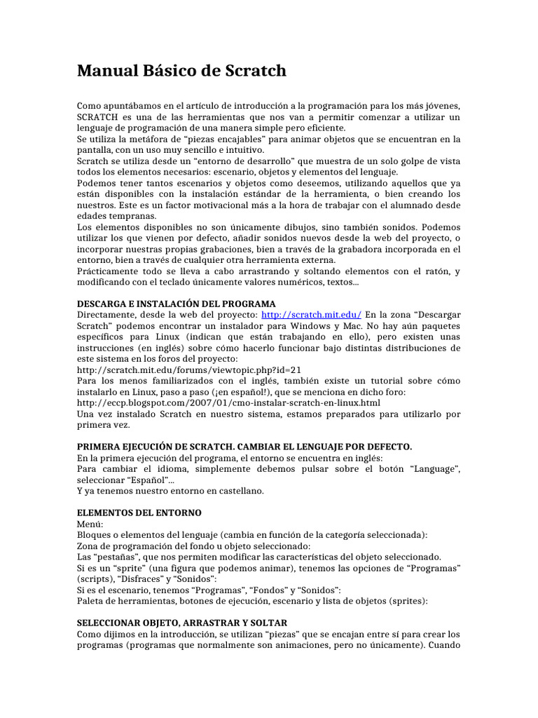 Manual Básico de Scratch | PDF | Scratch (lenguaje de programación) | Informática