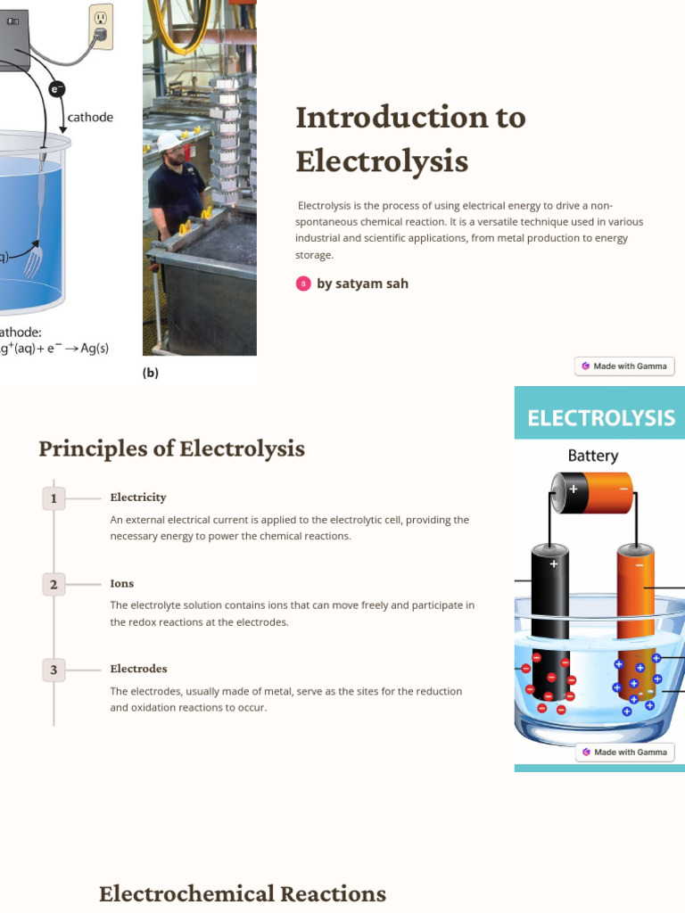Introduction To Electrolysis | PDF | Redox | Electrode