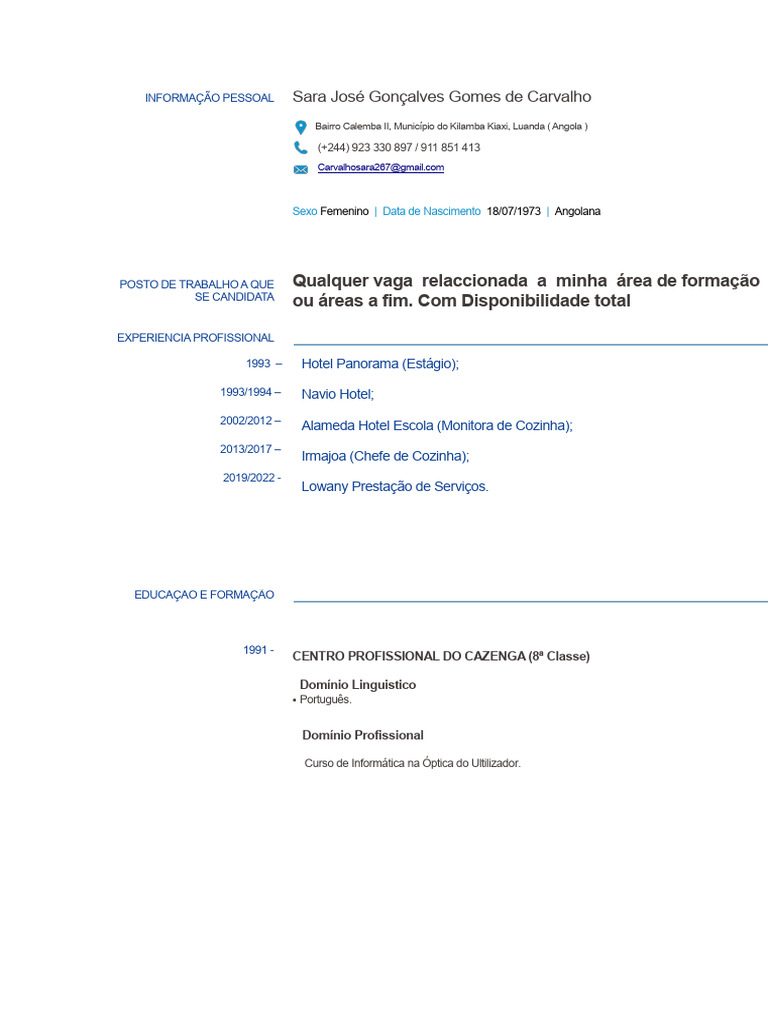 CV - Sara de Carvalho | PDF