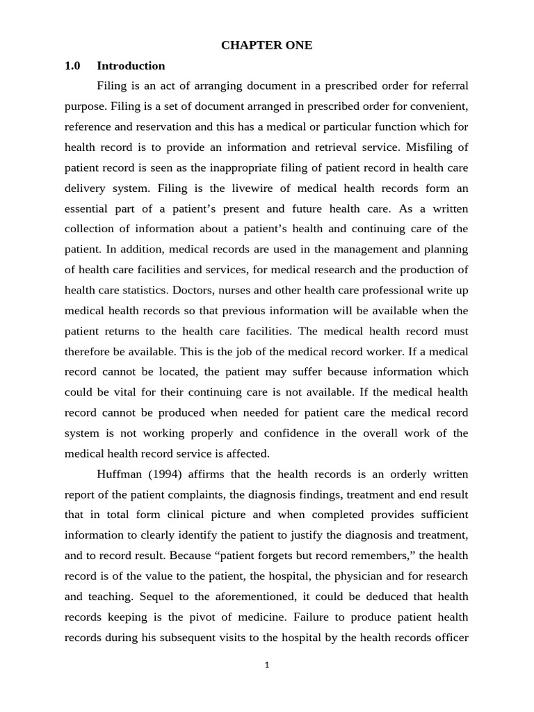 Christiana Bitrus Chapter One | PDF | Medical Record | Hospital