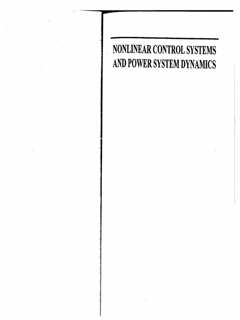 Nonlinear Control Systems And Power System Dynamics Pdf