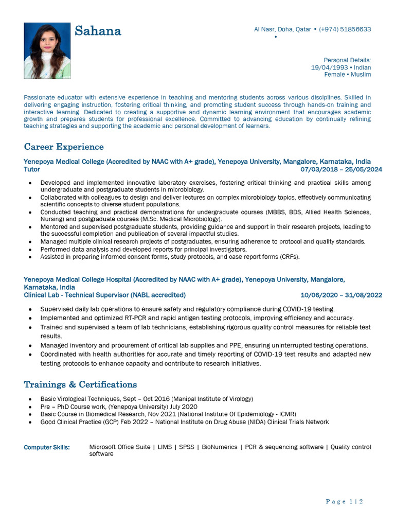 CV Teaching School (Sahana) | PDF | Postgraduate Education | Critical ...
