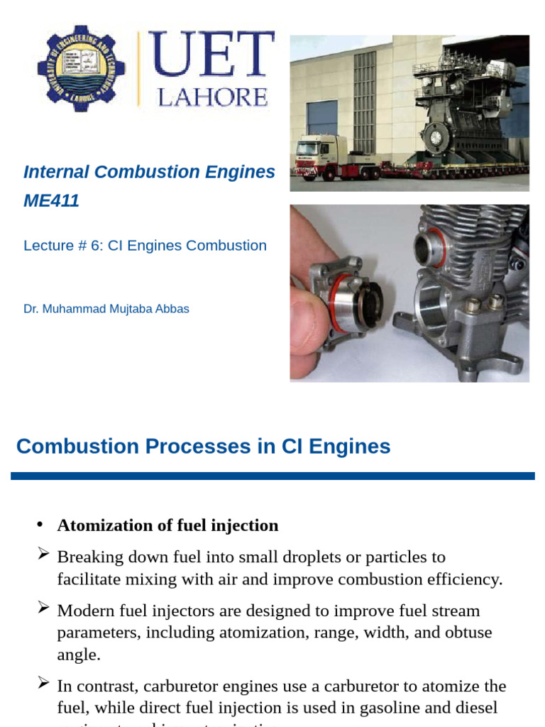 Lecture 6 - CI Engines Combustion | PDF | Combustion | Internal Combustion Engine