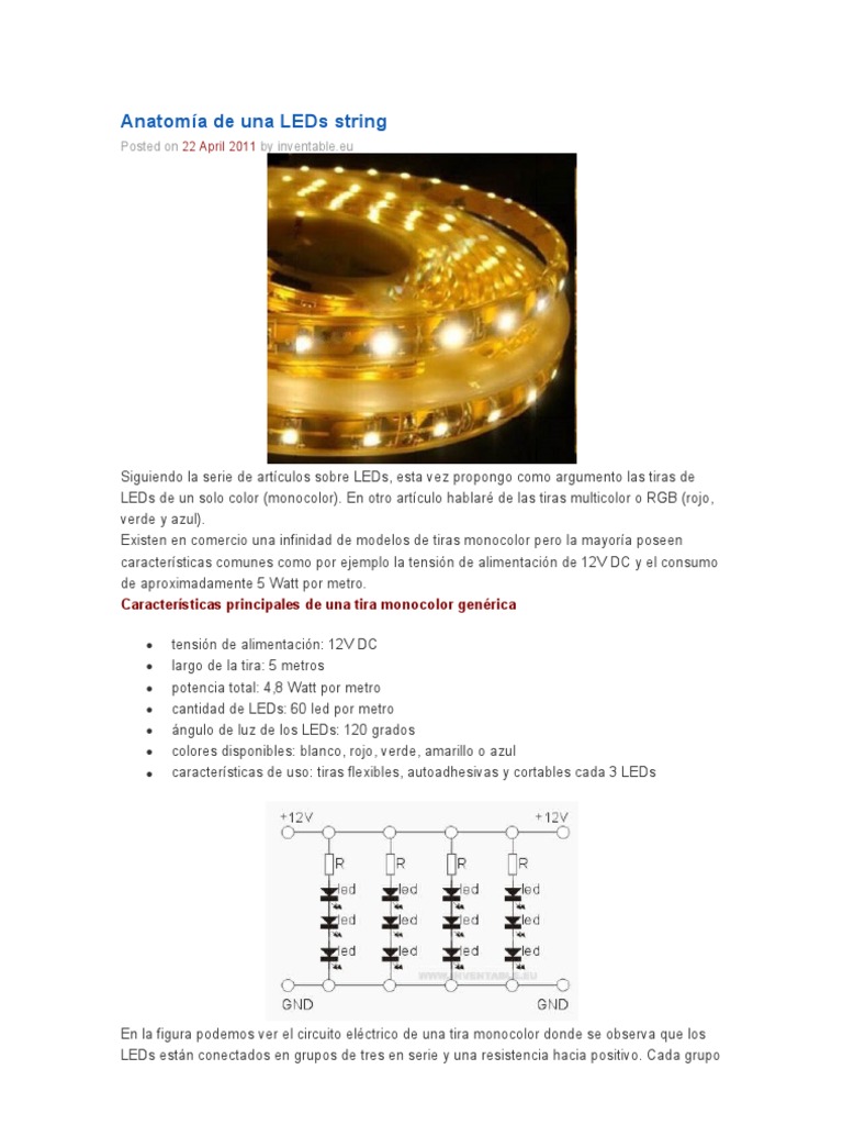 Anatomia de Una Tira de Led | PDF | Diodo emisor de luz | Resistencia ...