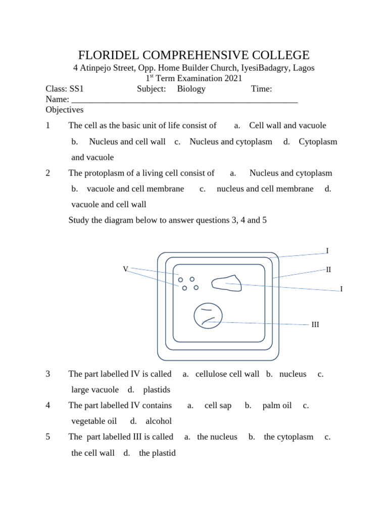 Floridel Bilogy 1st Term 2022 Anty Tolu | PDF | Cell (Biology ...