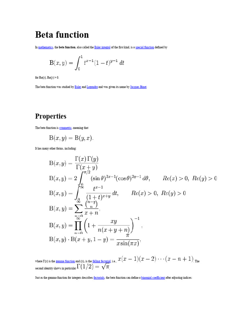 Beta Function | PDF