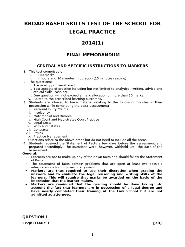 BBST 2014 (1) Final Memorandum | PDF | Defamation | Breach Of Contract