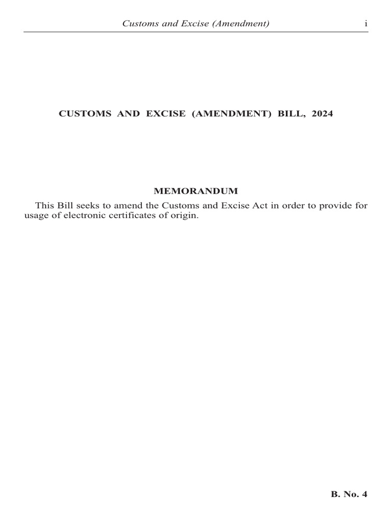 2024 Customs and Excise Bill Summary | PDF | Government | Legal Documents