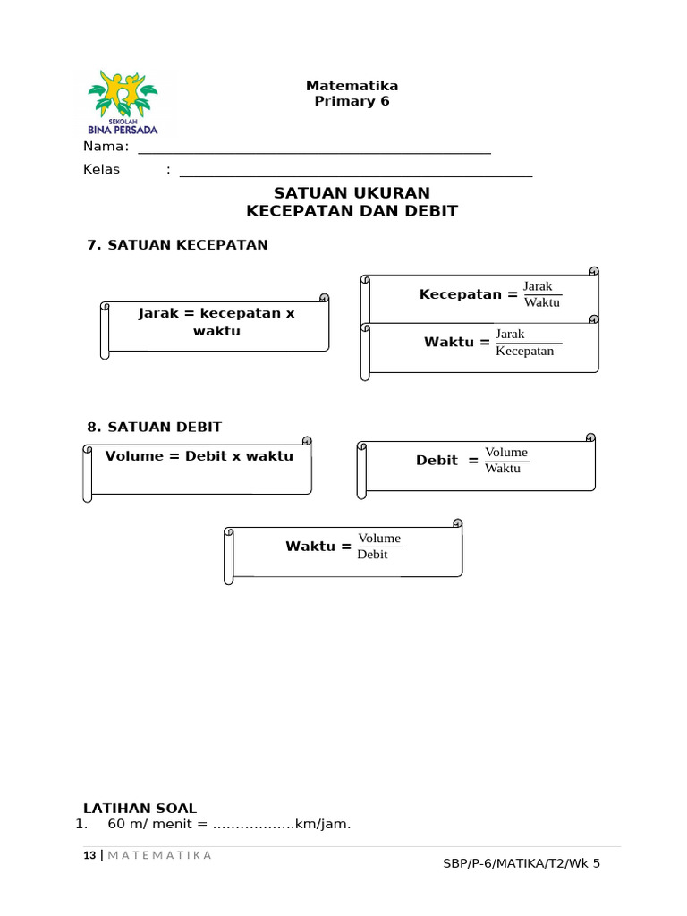 Bab 8 Satuan Ukuran Kecepatan Dan Debit | PDF