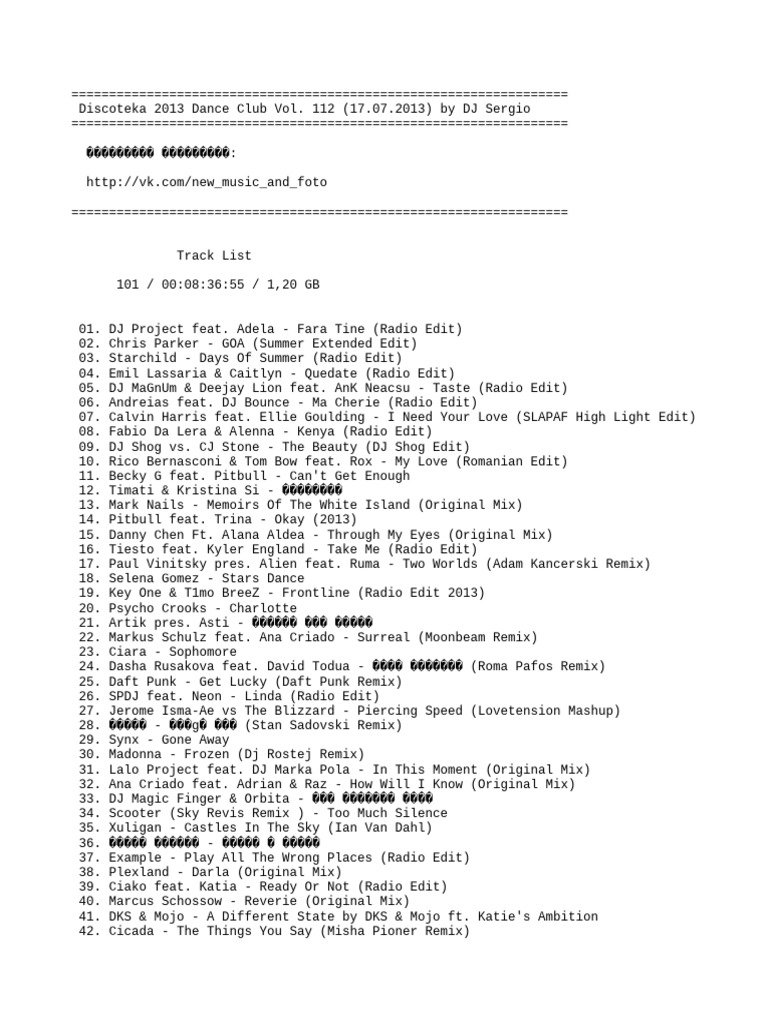 Track List | PDF | Remix | Musicians