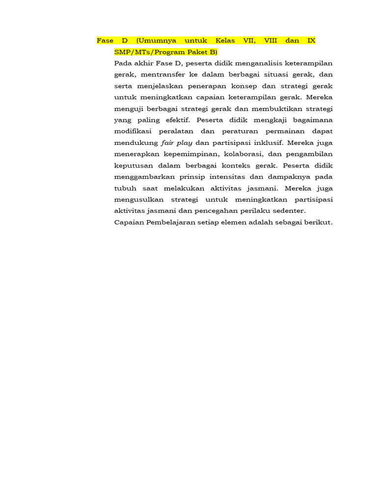 CP Penjaskes | PDF | Karier & Perkembangan