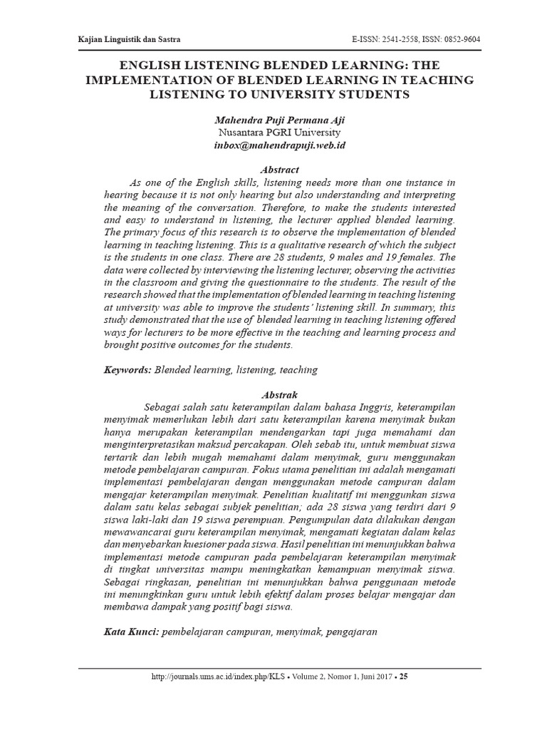 English Listening Blended Learning The Implementat | PDF | Educational Technology | Learning