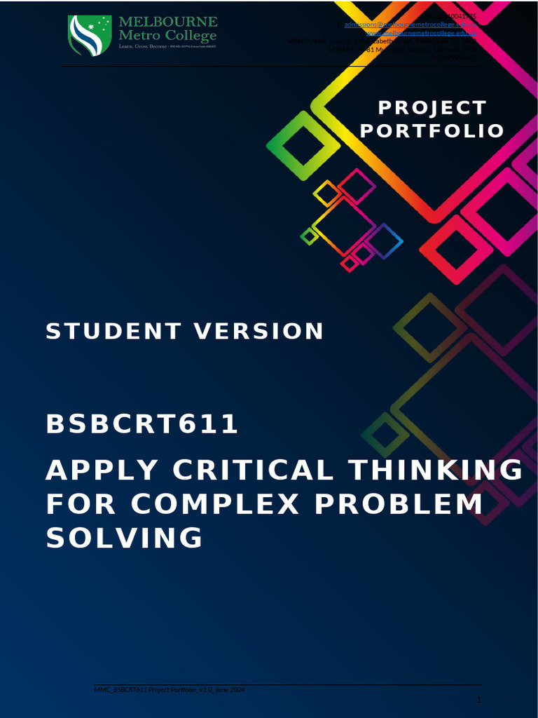 BSBCRT611 Project Portfolio - v1.0 | PDF | Policy | Risk