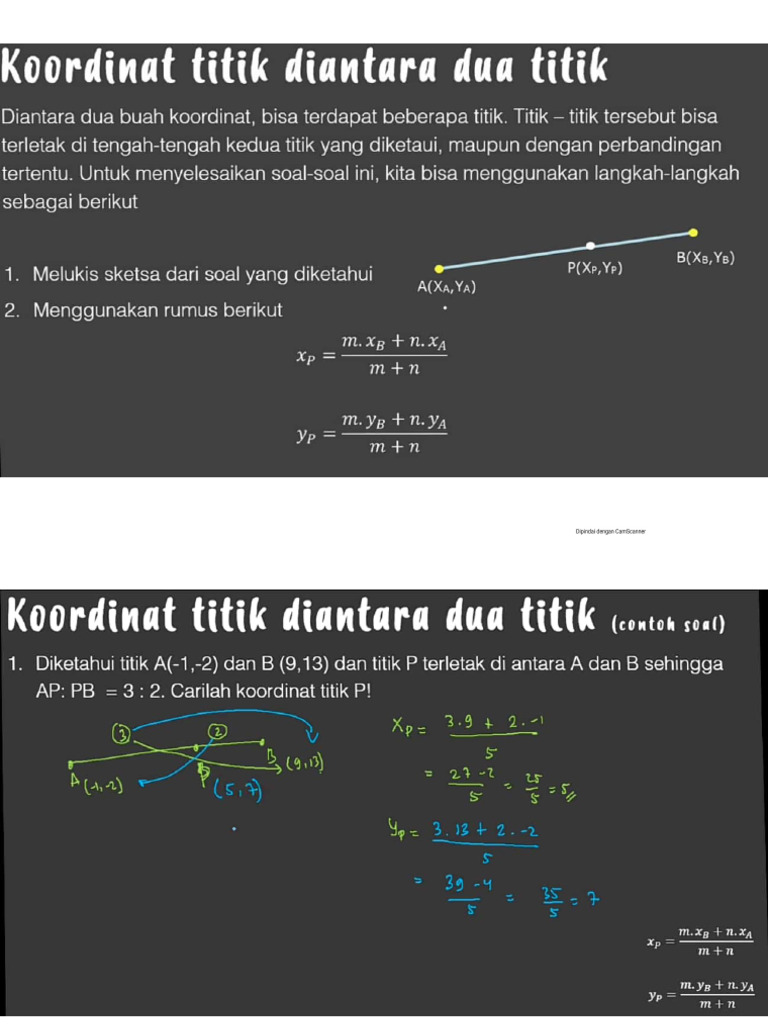 Koordinat Titik Di Antara Dua Titik Formula Jarak | PDF