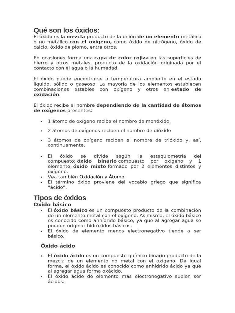 Qué Son Los Óxidos | PDF | Óxido | Redox