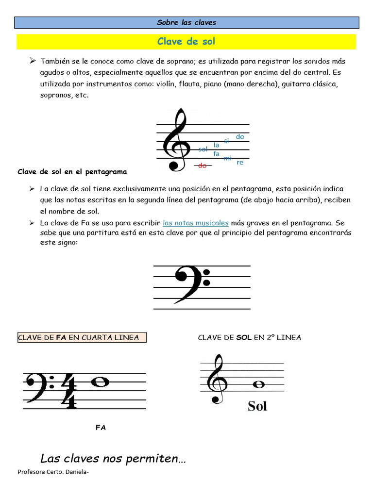 Claves Musicales: Sol y Fa Explicadas | PDF | Clave | Elementos de la ...