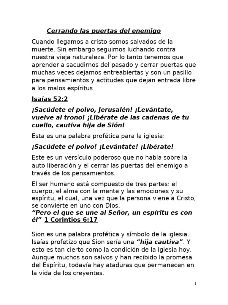 Cerrando Puertas al Enemigo | PDF | Cristo (título) | Jesús