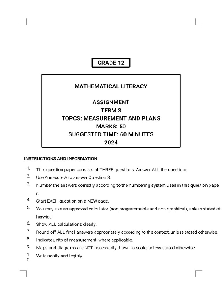 Assignment 3 Grade 12 Maps and Plans 2024 QP - Phoenix | PDF