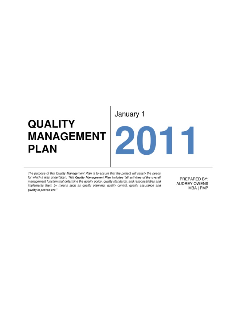 Quality Management Plan: January 1 | PDF | Quality Assurance | Project ...
