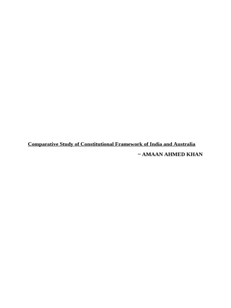 Comparative Study of Constitutional Framework INDIA and AUSTRALIA - V3.0 | PDF | Mental Disorder ...