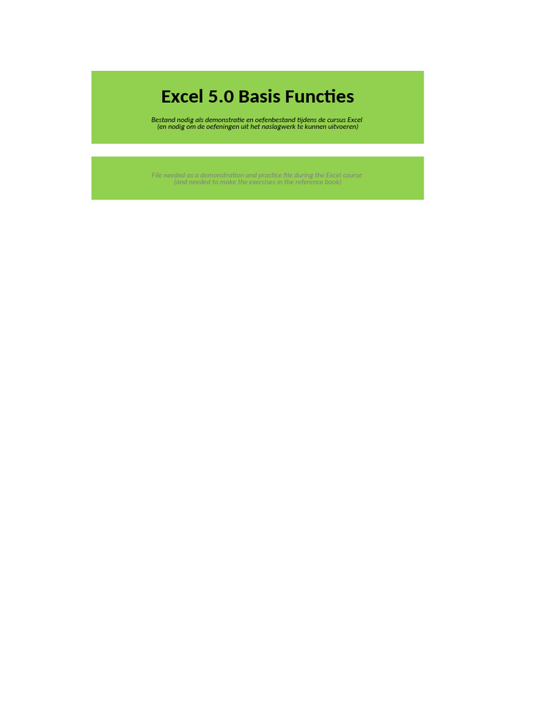 Excel 5.0 Basis Functies | PDF