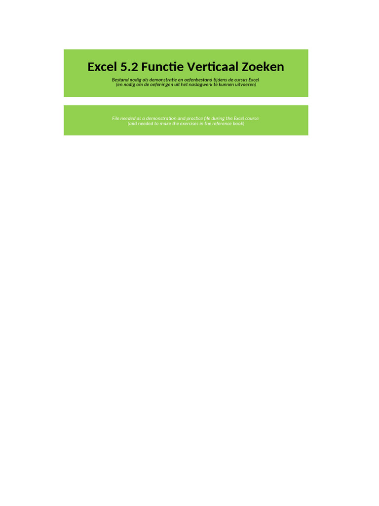 Excel 5.2 Functie Verticaal Zoeken | PDF
